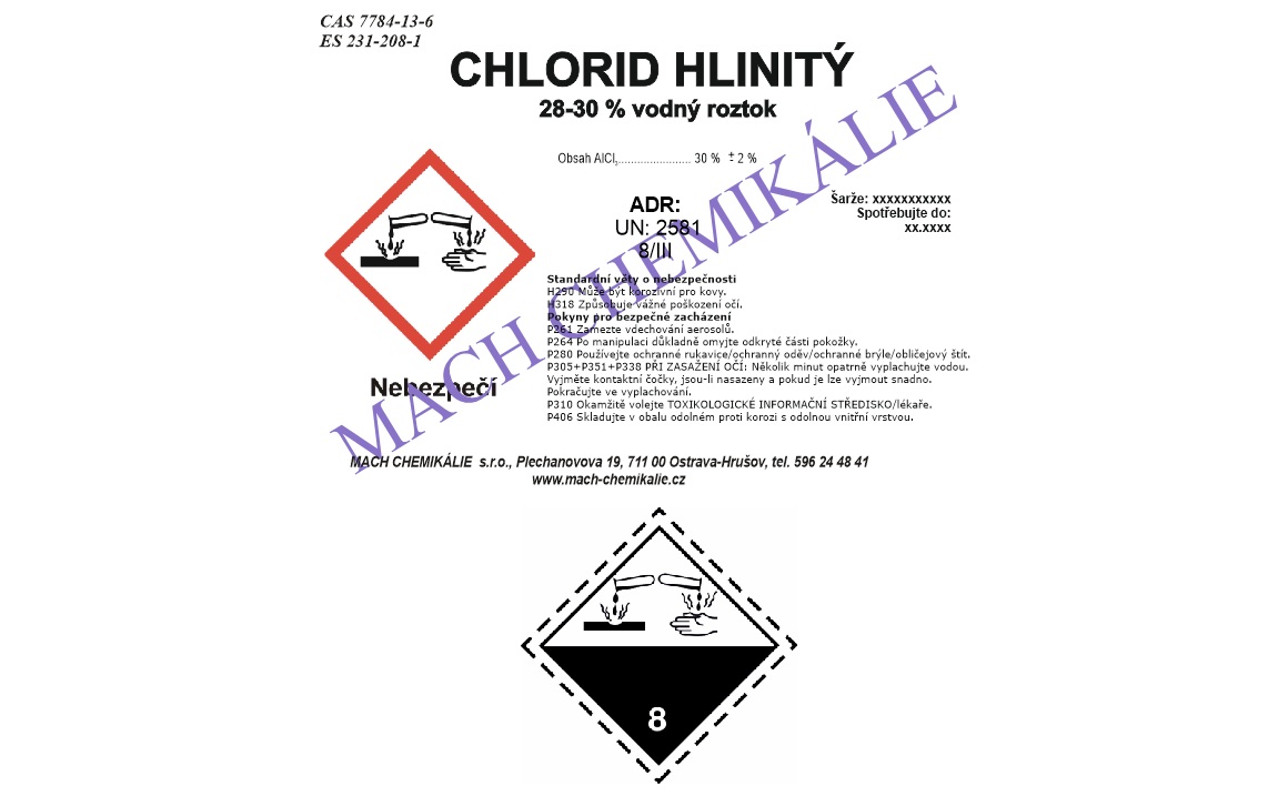 Chlorid hlinitý tekutý 28-30% * 20 l - Mach Chemikálie