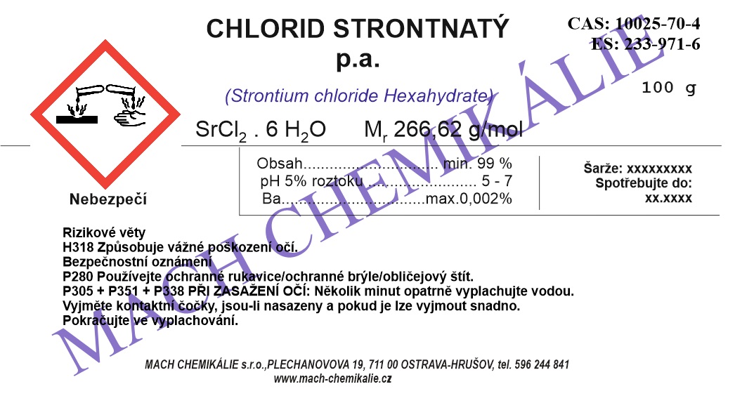 Chlorid strontnatý p.a. * 100 g - Mach Chemikálie