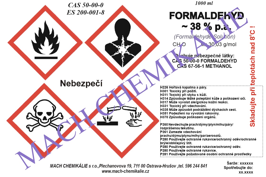Formaldehyd 38 % p.a. * 1000 ml - Mach Chemikálie