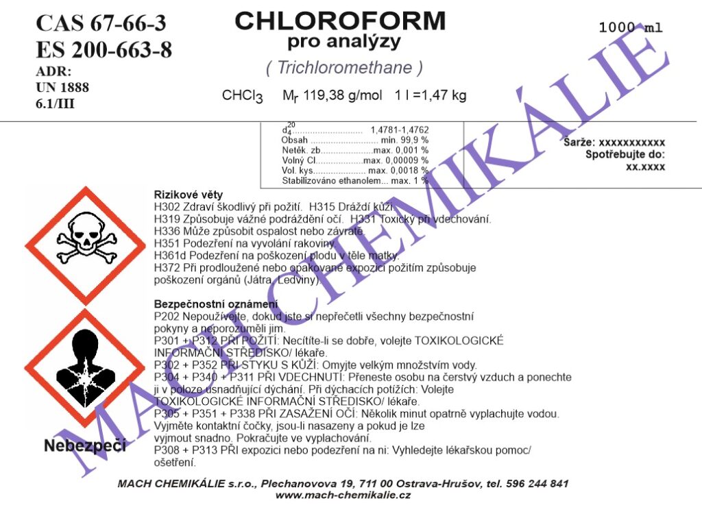 Chloroform p.a. * 1000ml - Mach Chemikálie