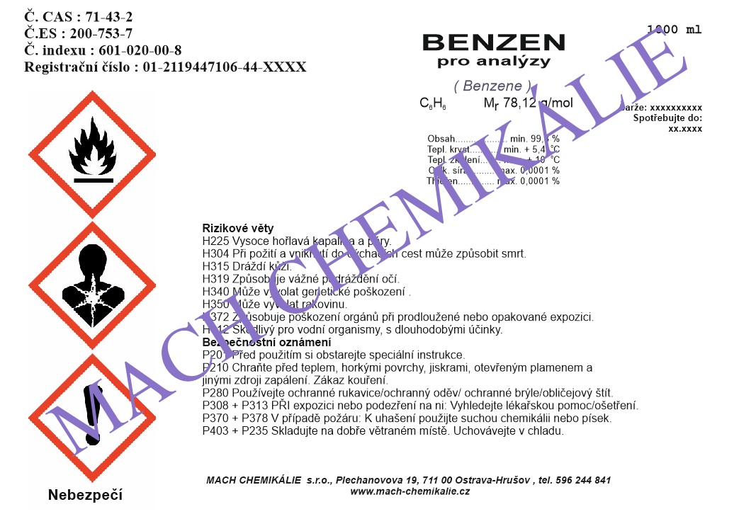 Benzen p.a. * 1000 ml - Mach Chemikálie