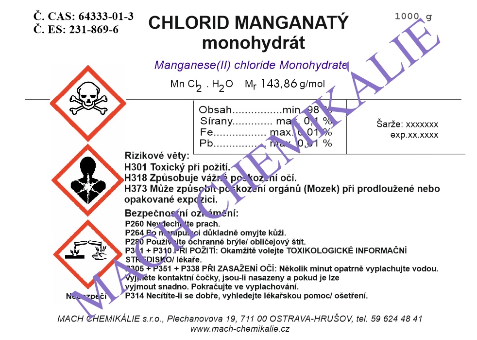 Chlorid manganatý p.a. * 1000 g - Mach Chemikálie